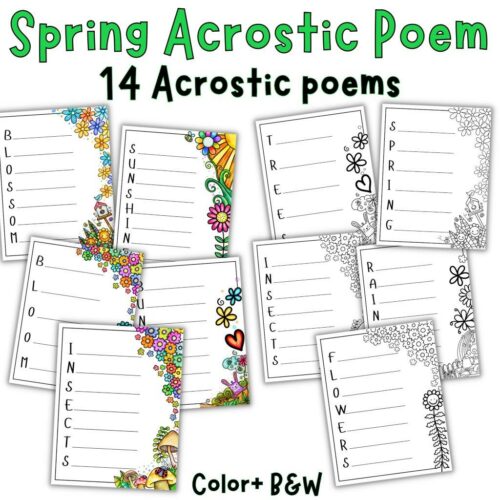 Spring acrostic poems, Poetry writing, Bulletin board decoration | Made ...