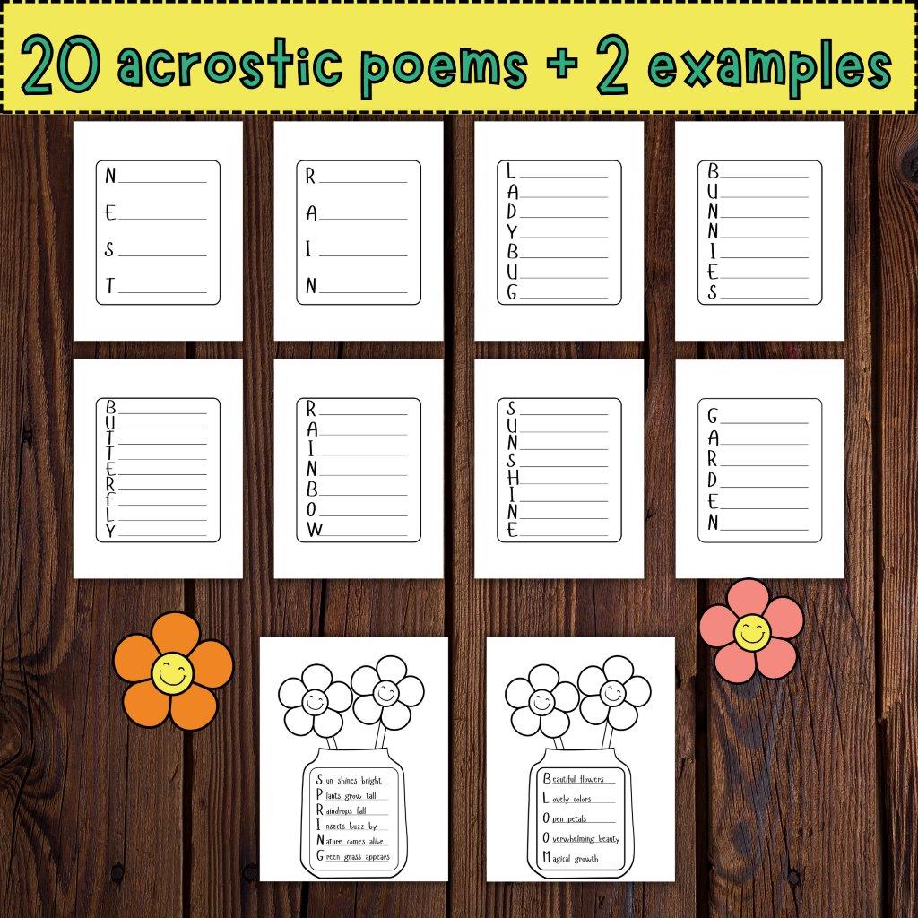 Spring Flower Craft, Acrostic Poems, Spring Poems Writing Activity ...