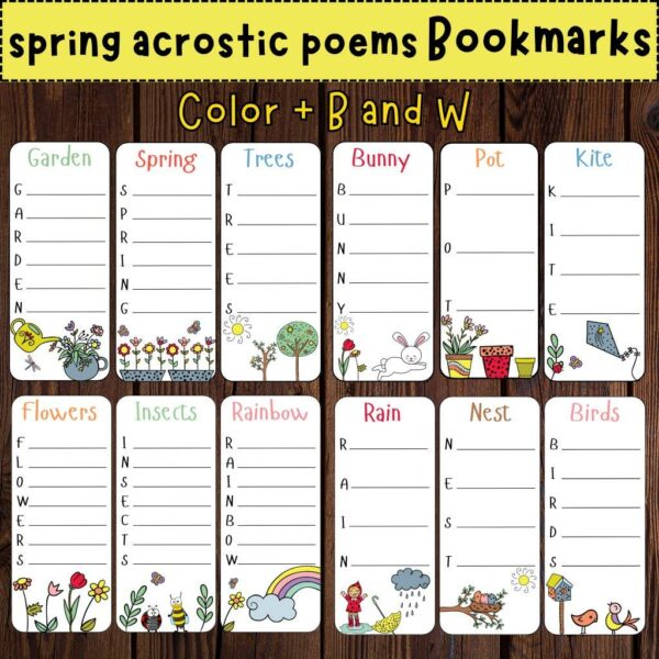Spring acrostic poems Bookmarks, Poetry writing, Spring Writing ...