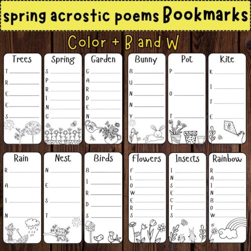 Spring acrostic poems Bookmarks, Poetry writing, Spring Writing ...