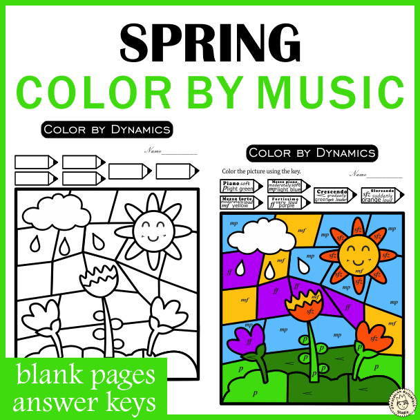 Spring Music Color by Code Sheets | Color by Note Names | Made By Teachers