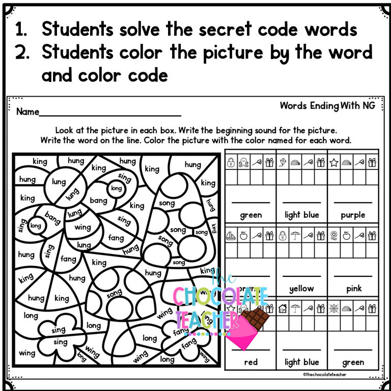 Spring Phonics Color by Code Worksheets with Short Vowels | Made By ...