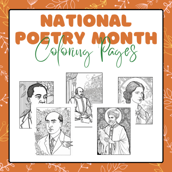 Famous Poets Coloring Pages | April National Poetry Month Coloring ...