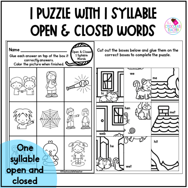 Open and Closed Syllables Worksheets - Mystery Picture Puzzles | Made ...