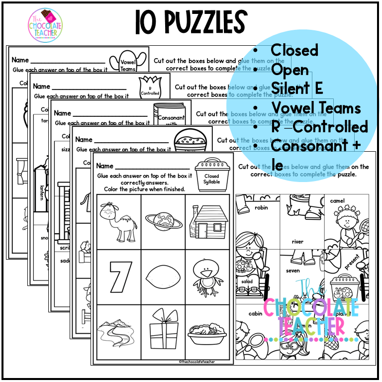 Open and Closed Syllables Worksheets - Mystery Picture Puzzles | Made ...