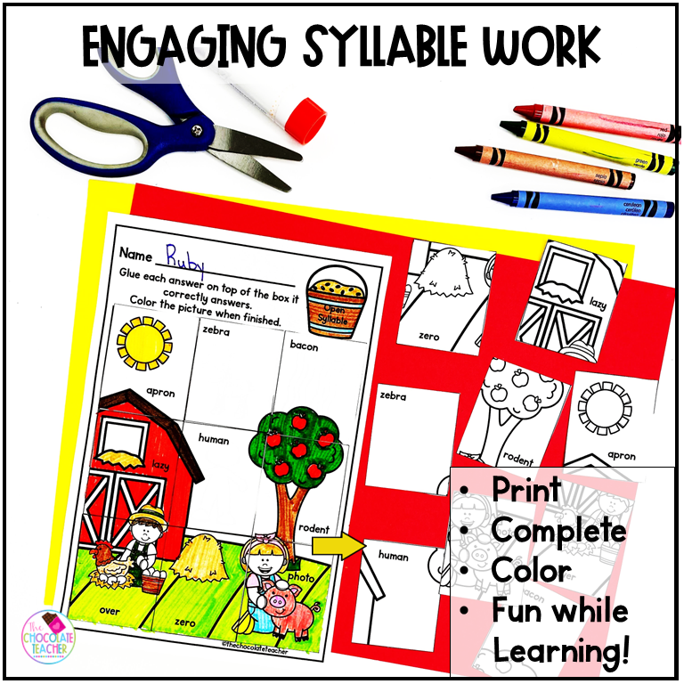 Open and Closed Syllables Worksheets - Mystery Picture Puzzles | Made ...