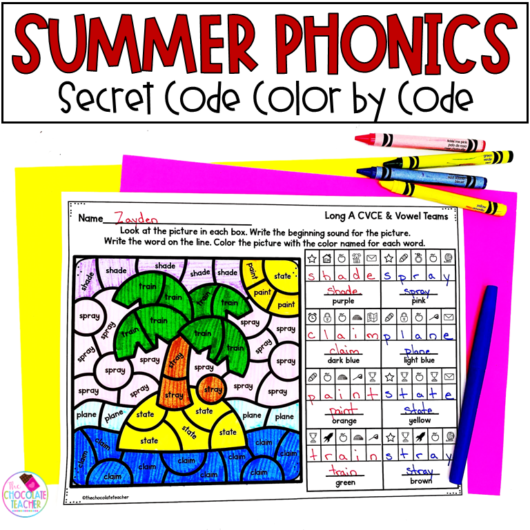 CVCE Worksheets - Silent E - Long Vowels - Color by Code Secret Code ...
