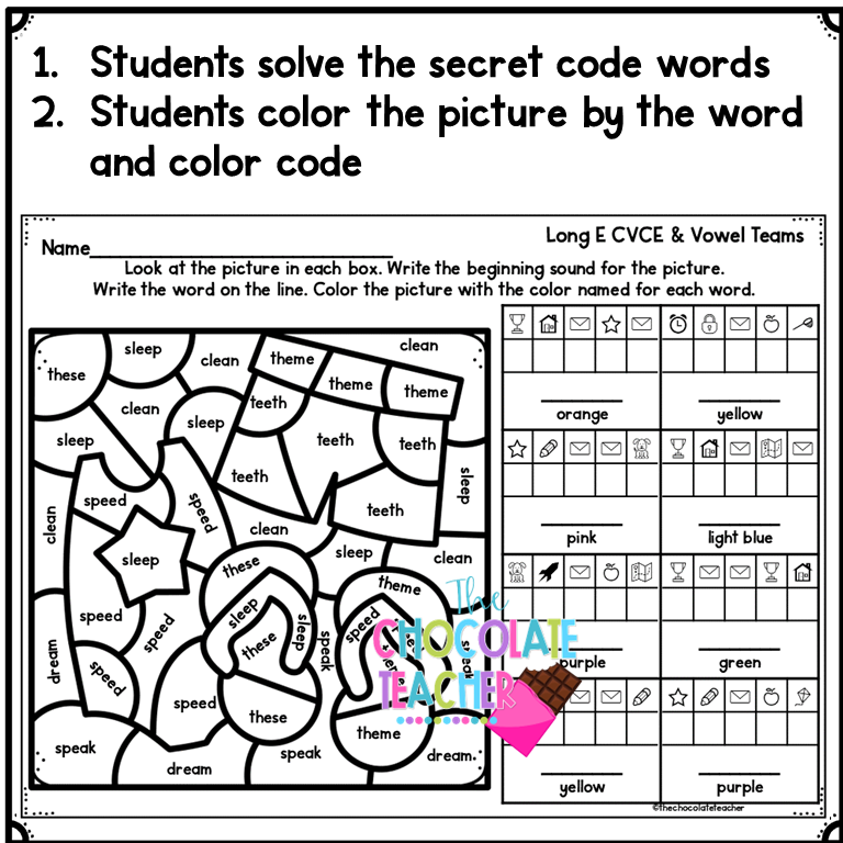 Summer Color by Code Phonics Worksheets with Long Vowels & Diphthongs ...