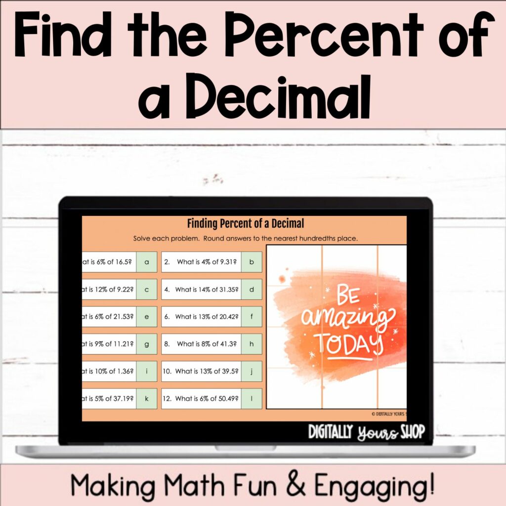 Finding Percent of a Decimal Digital Self-Checking Activity | Made By ...