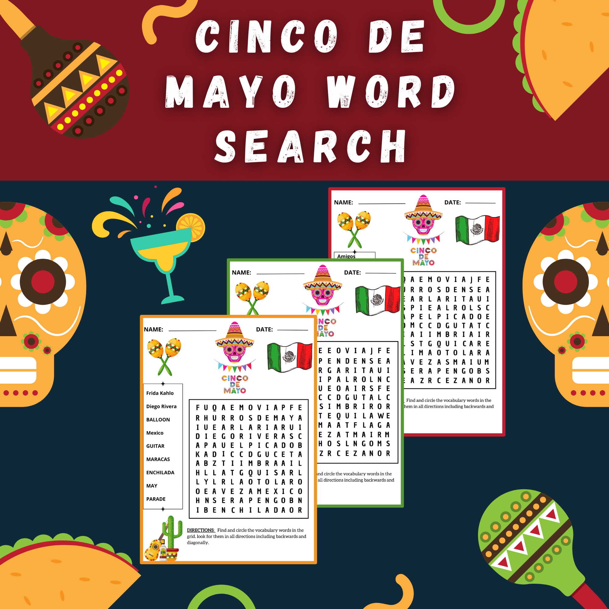 Cinco De Mayo WORD SEARCH | Made By Teachers