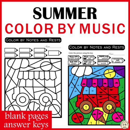 Summer Music Color by Code Pages | Made By Teachers