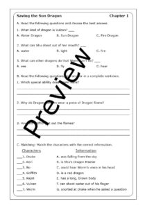 Tracey West "Saving the Sun Dragon" worksheets | Made By Teachers