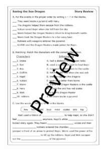 Tracey West "Saving the Sun Dragon" worksheets | Made By Teachers
