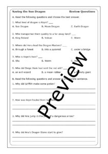 Tracey West "Saving the Sun Dragon" worksheets | Made By Teachers
