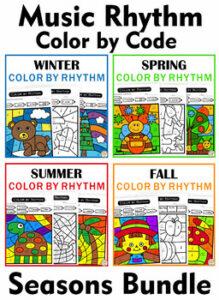 Music Rhythm Color by Code Seasons Bundle | Color by Note | Made By ...