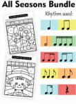 Music Rhythm Color by Code Seasons Bundle | Color by Note | Made By ...