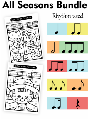 Music Rhythm Color by Code Seasons Bundle | Color by Note | Made By ...