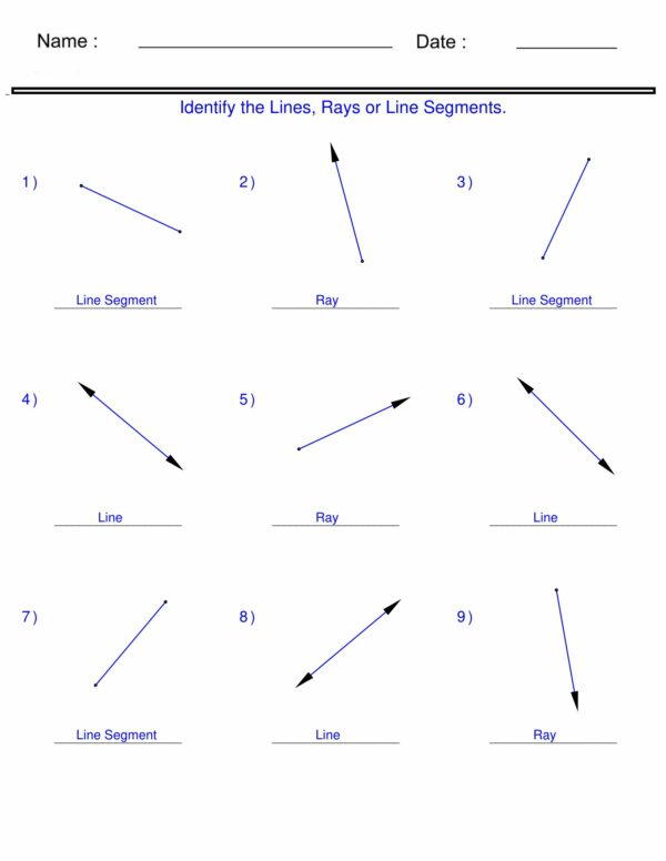 Identify Lines, Rays, and Line Segments - Coordinate Worksheets | Made ...