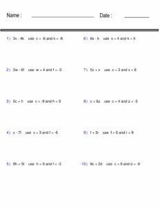 Evaluate Algebraic Expressions - Two variables - Digital and Print ...