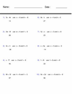 Evaluate Algebraic Expressions - Two variables - Digital and Print ...