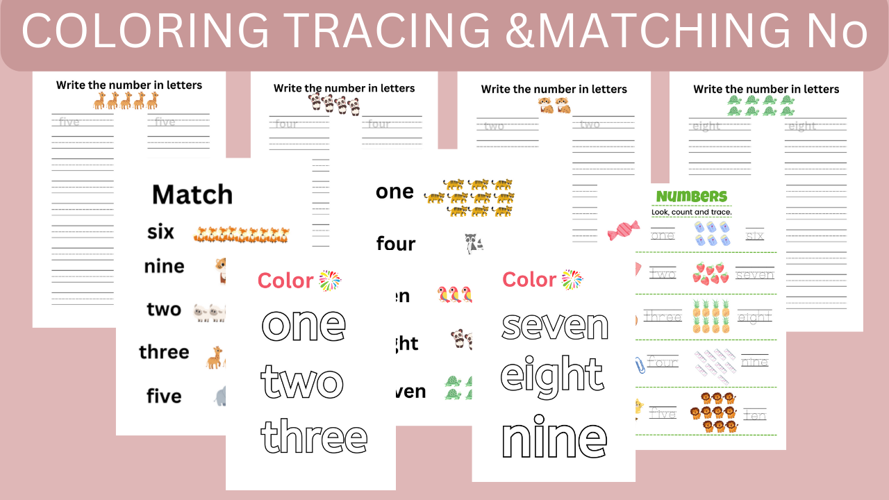 Illustrative Handwriting Matching and Coloring Numbers 1 to 10 19 ...