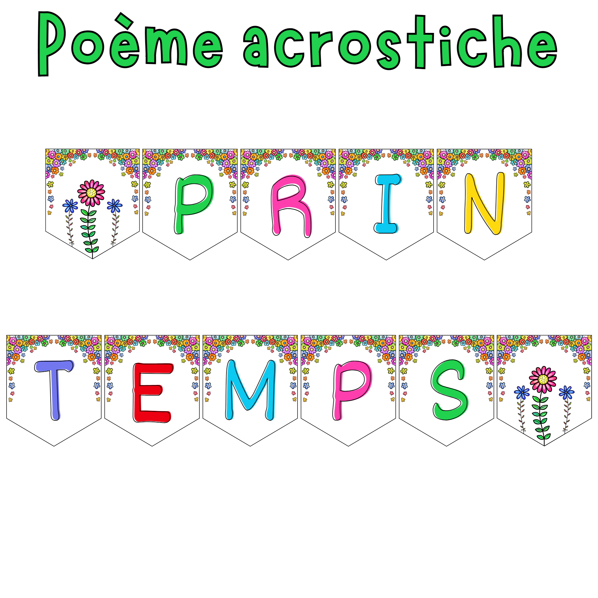 Poèmes acrostiches, le printemps, French spring poems, ècriture ...
