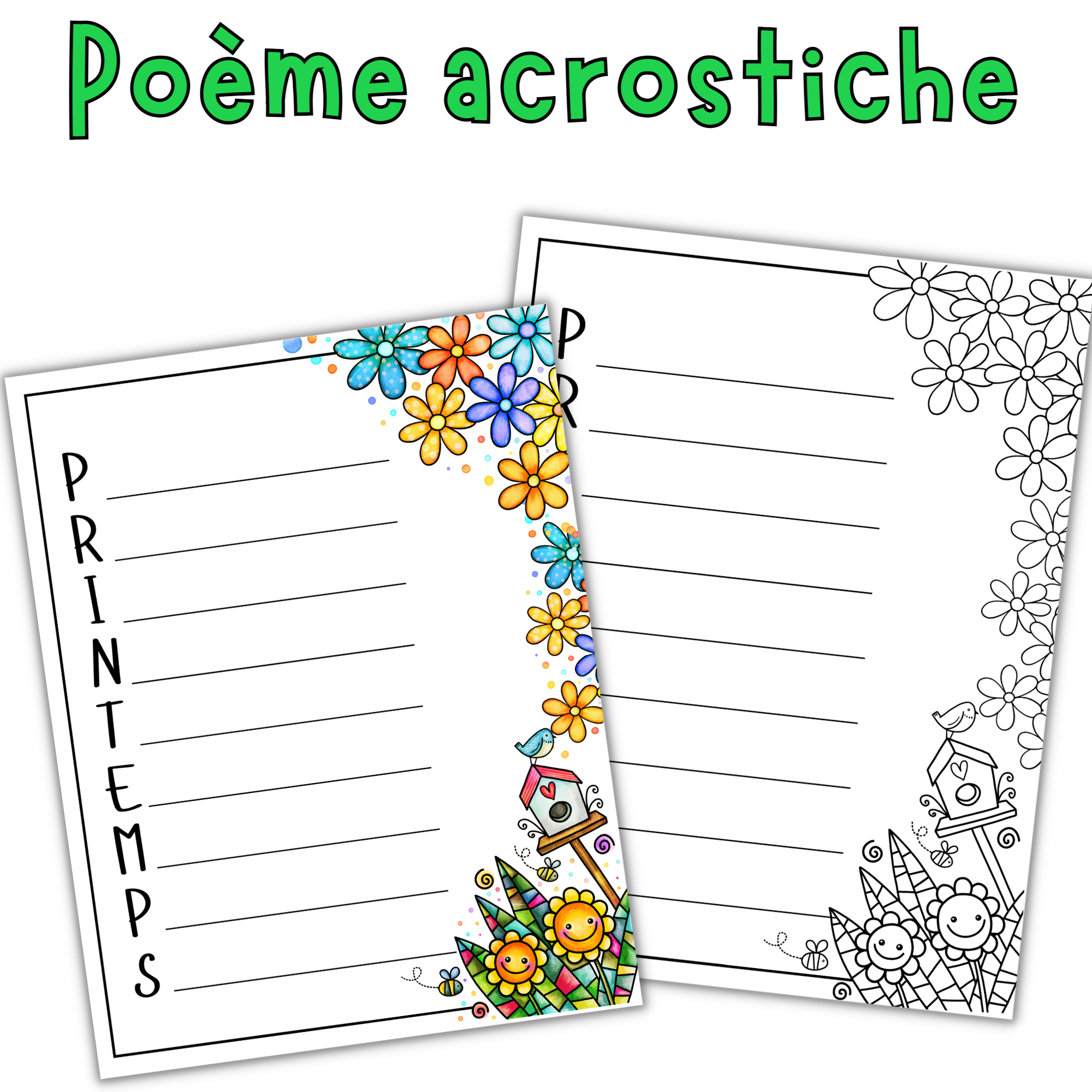 Poèmes acrostiches, le printemps, French spring poems, ècriture ...