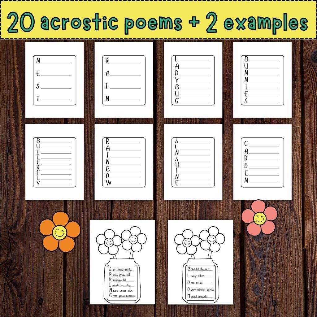 Poèmes acrostiches, le printemps, French spring poems, ècriture ...