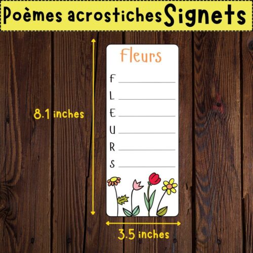 Poèmes Acrostiches Signets, le printemps, French spring poems, ècriture ...