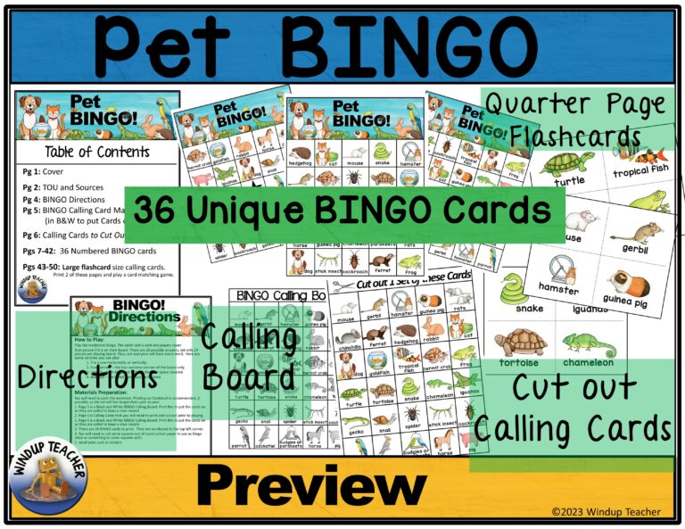 Pet BINGO Game | Made By Teachers