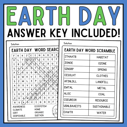 Earth Day Vocabulary Activities | Earth Day Word Searches & Scrambles ...