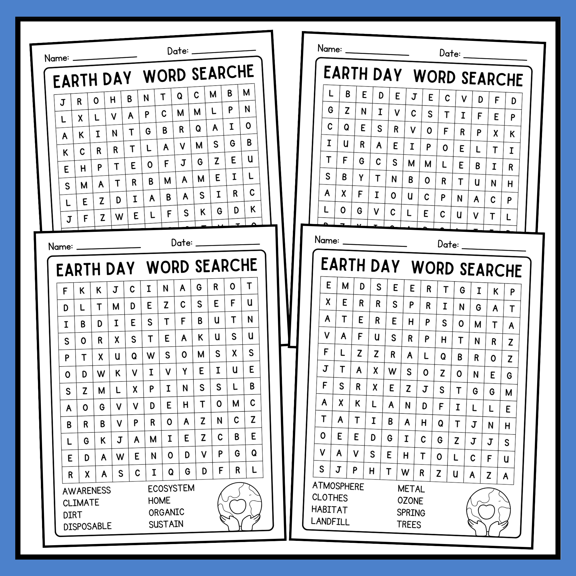 Earth Day Vocabulary Activities | Earth Day Word Searches & Scrambles ...