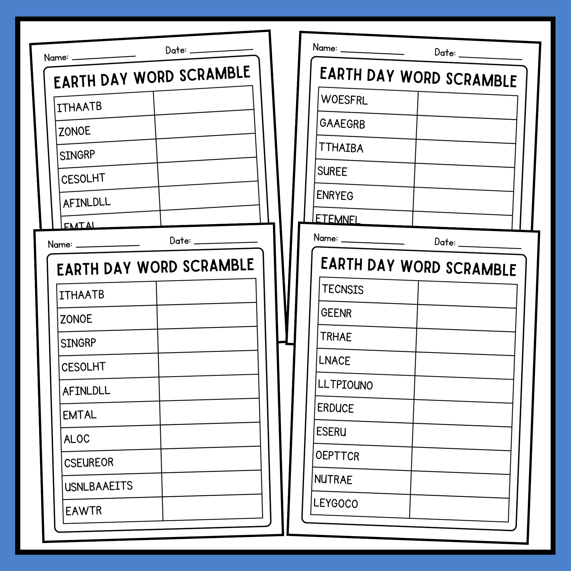 Earth Day Vocabulary Activities | Earth Day Word Searches & Scrambles ...