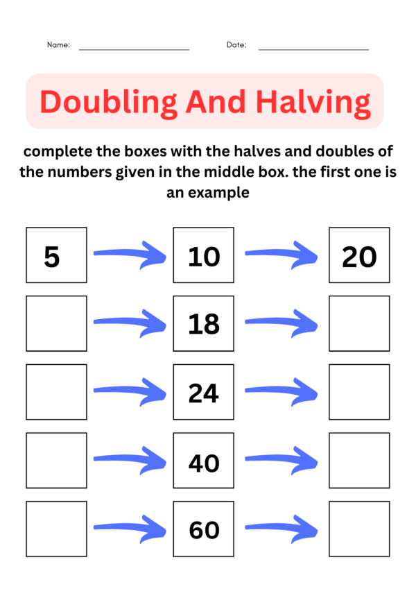 printable doubling and halving worksheets grade 1 2 3 | Made By Teachers