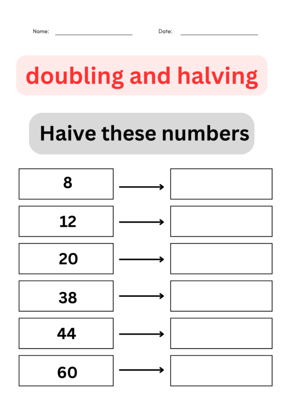 printable doubling and halving worksheets grade 1 2 3 | Made By Teachers