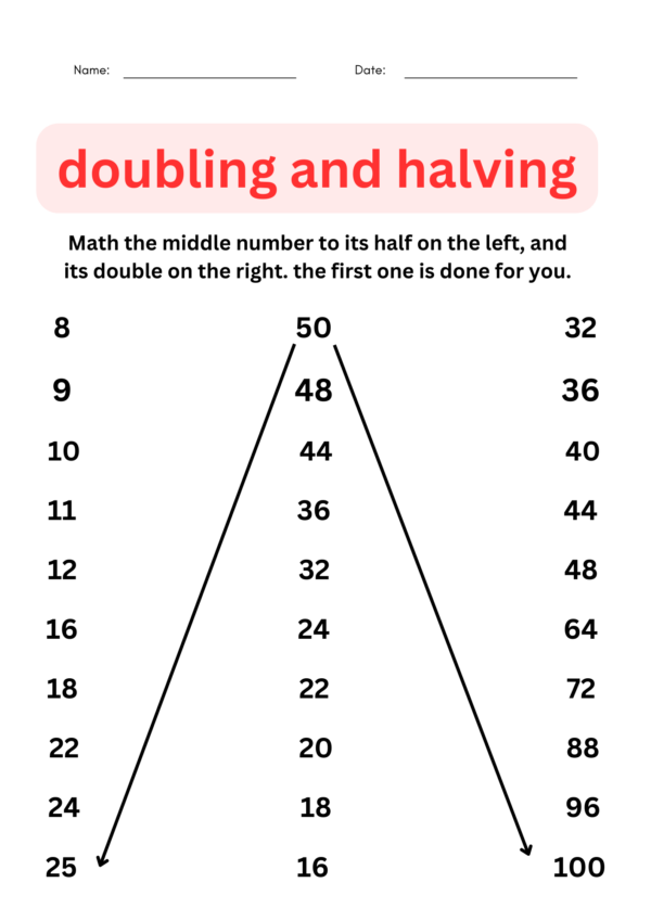 printable doubling and halving worksheets grade 1 2 3 | Made By Teachers