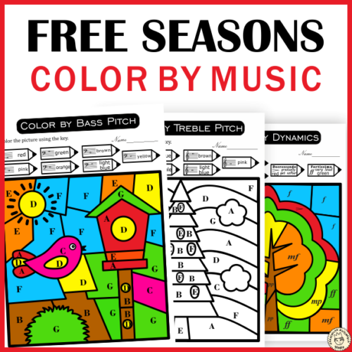 Free Printable Music Color by Code Pages | Color by Note Names, Symbols ...