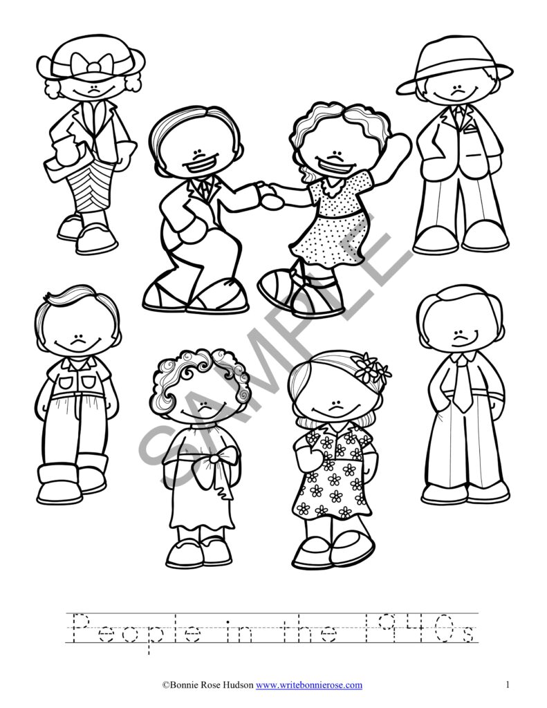 History by the Decade-1940s: Coloring Book with Print Copywork | Made ...