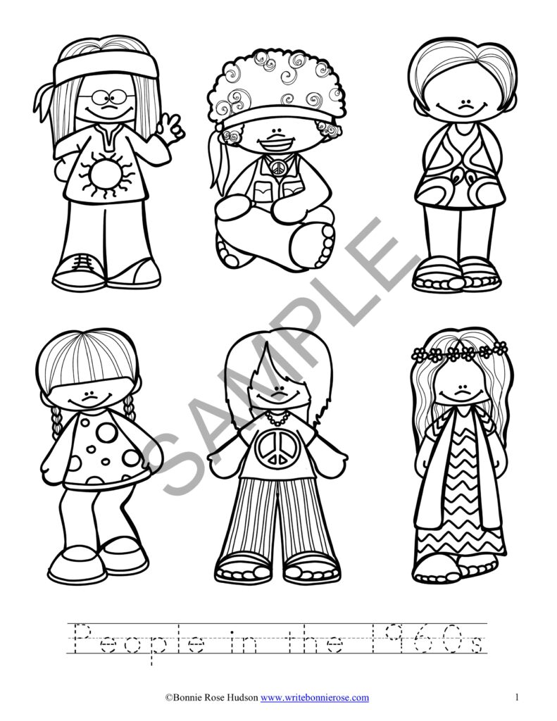 History by the Decade-1960s: Coloring Book with Print Copywork | Made ...