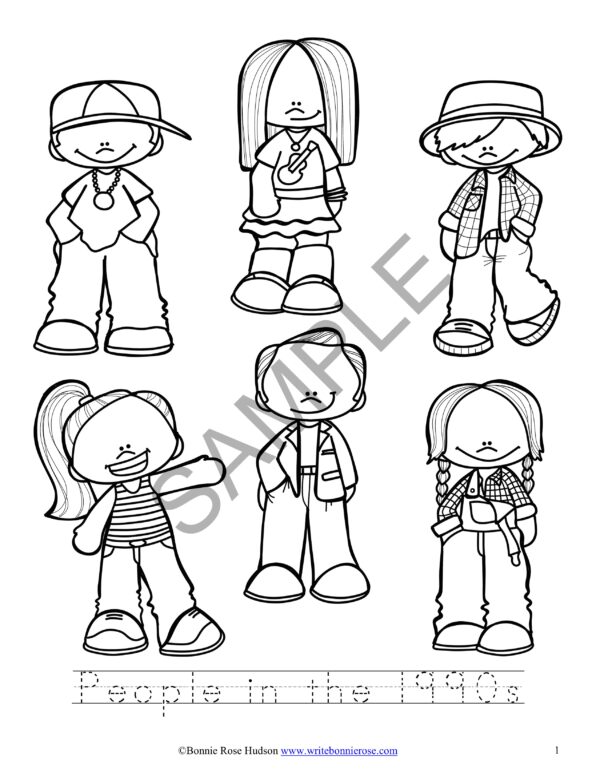 History by the Decade-1990s: Coloring Book with Print Copywork | Made ...