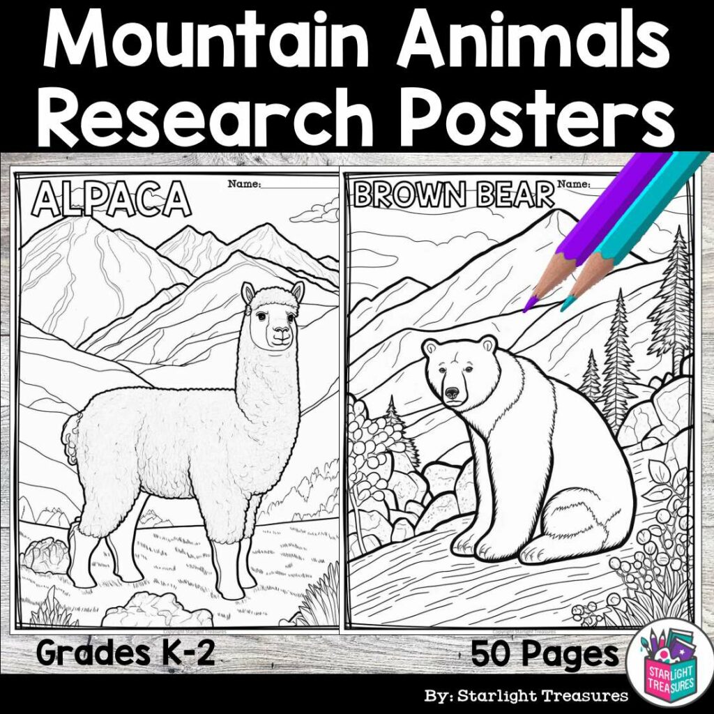 Mountain Animals Research Posters, Coloring Pages - Animal Research ...