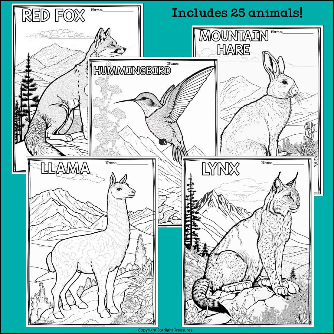 Mountain Animals Research Posters, Coloring Pages - Animal Research ...