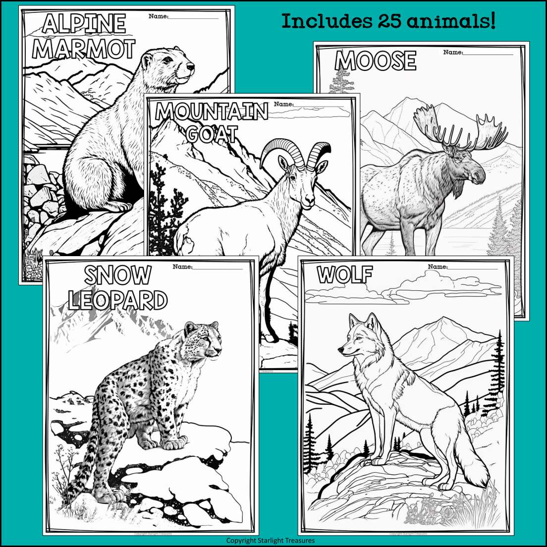 Mountain Animals Research Posters, Coloring Pages - Animal Research ...