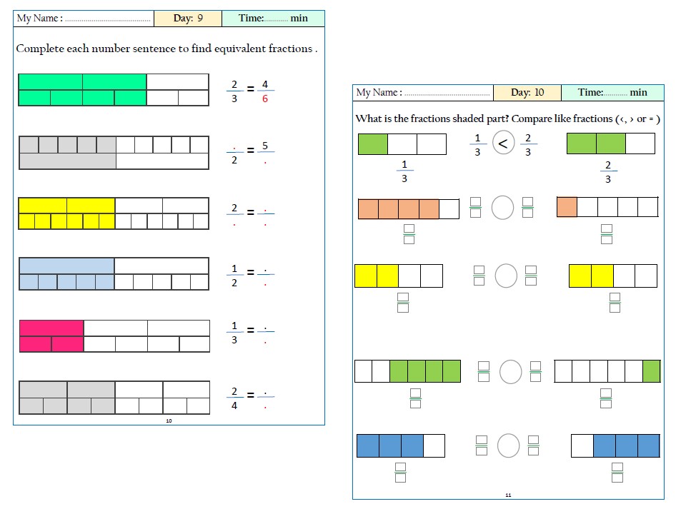 Fractions workbook grades 1-4: Step by Step | Made By Teachers