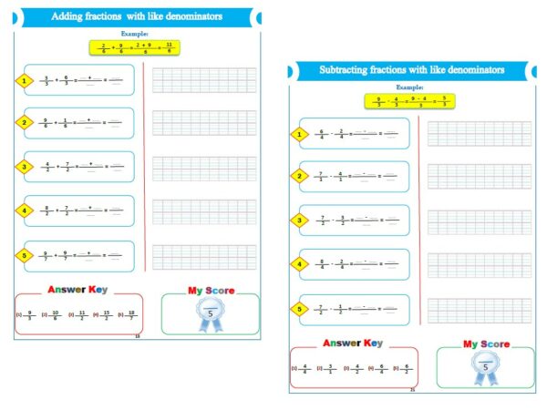 Fractions workbook grades 1-4: Step by Step | Made By Teachers