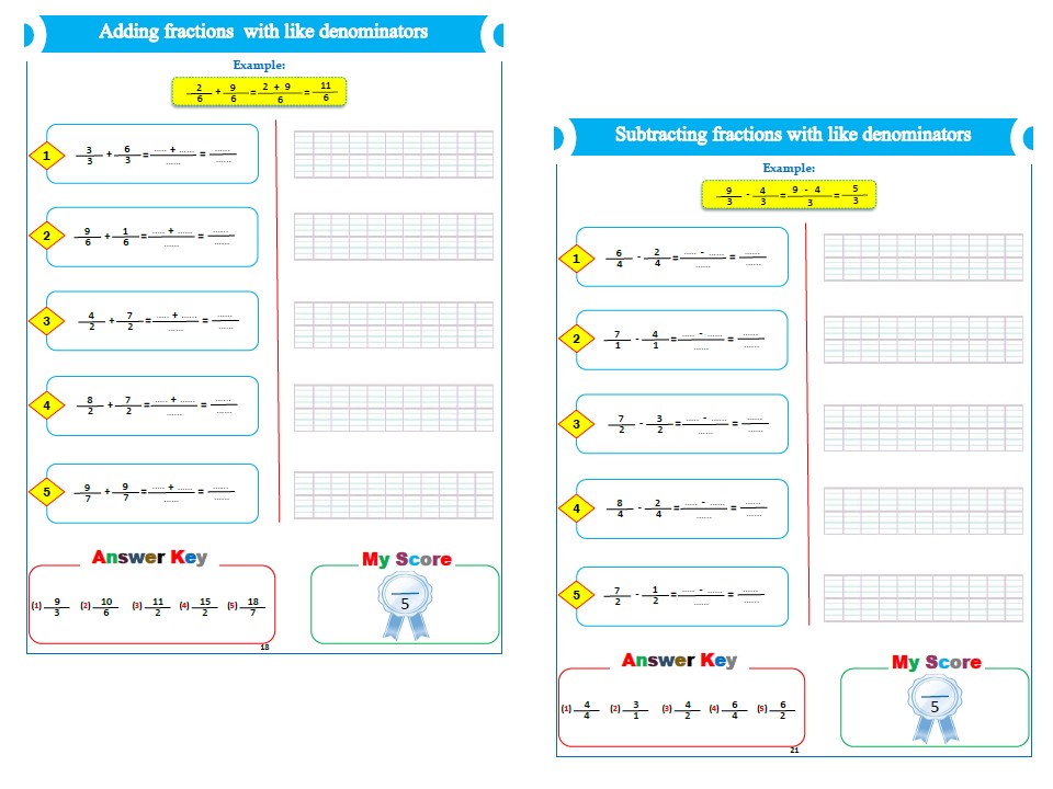 Fractions workbook grades 1-4: Step by Step | Made By Teachers