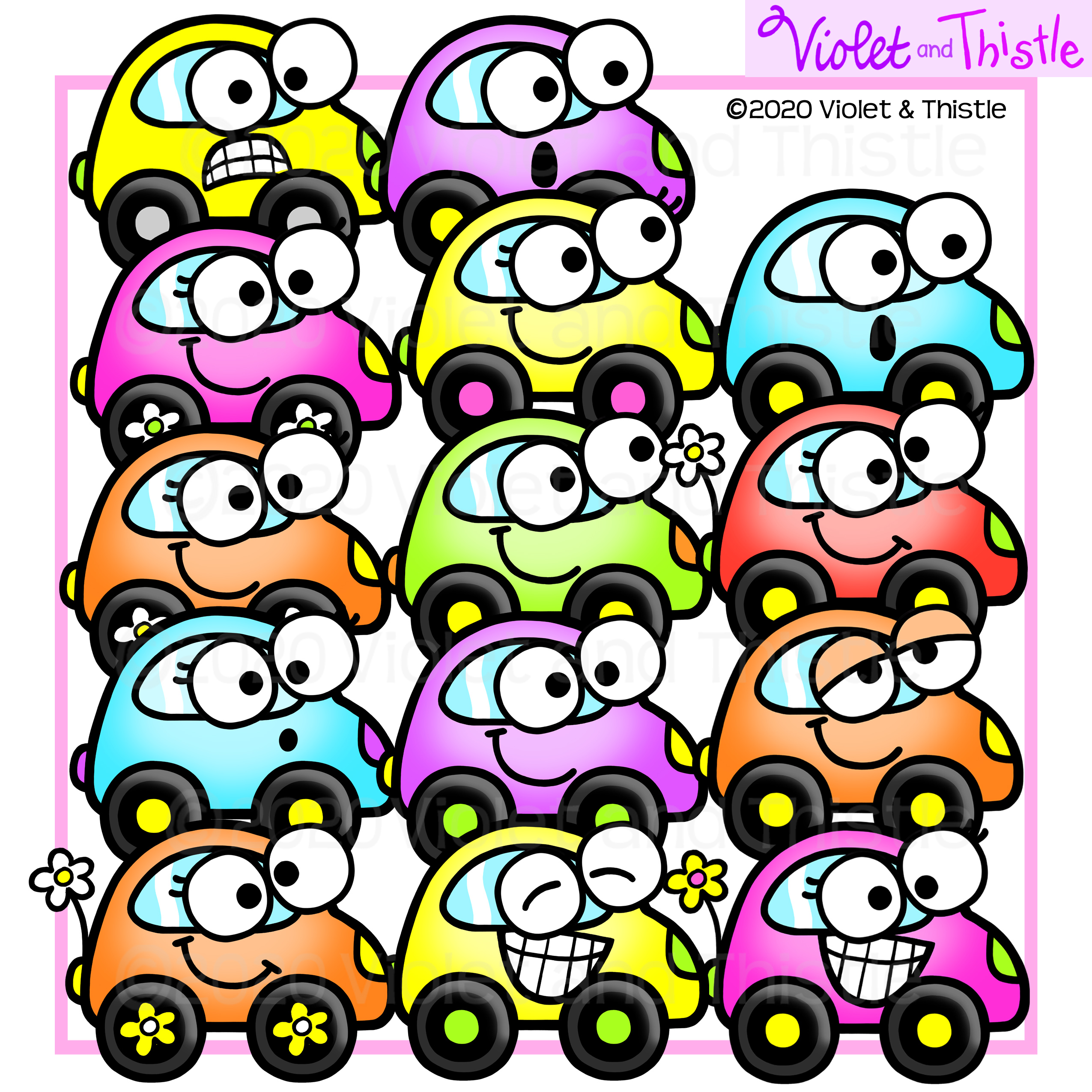 Cars Clipart Super Cute Spring Bug Car Fun Faces Clip Art Emotion ...