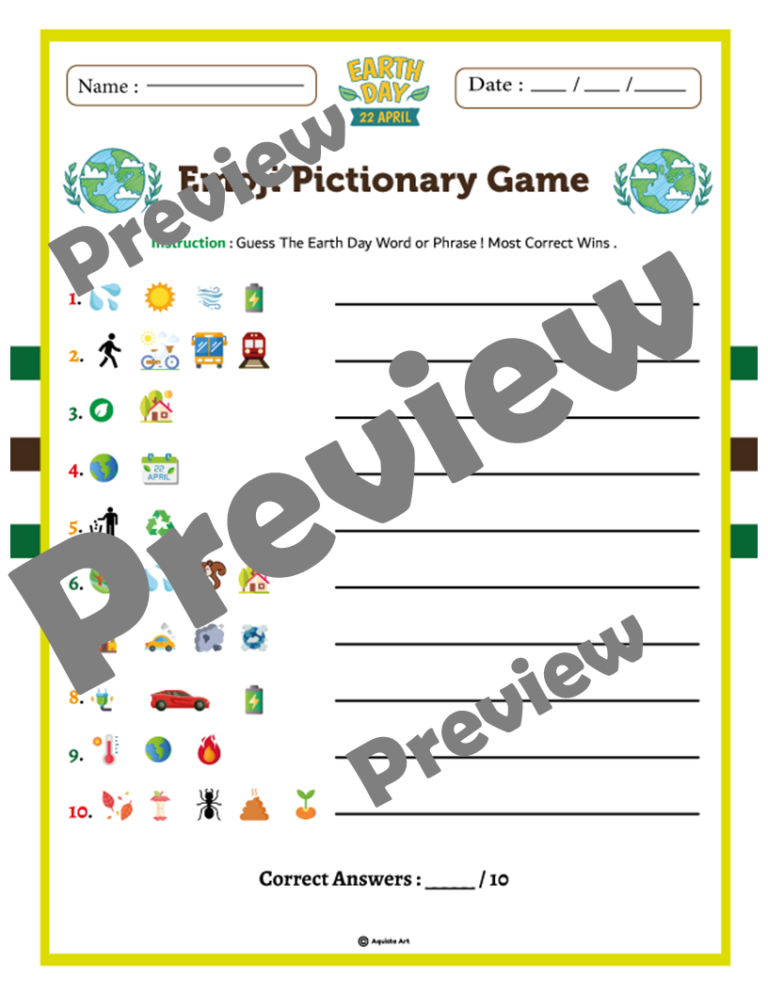 Earth Day Emoji Pictionary Game | Fun Environmental Activity for Adults ...