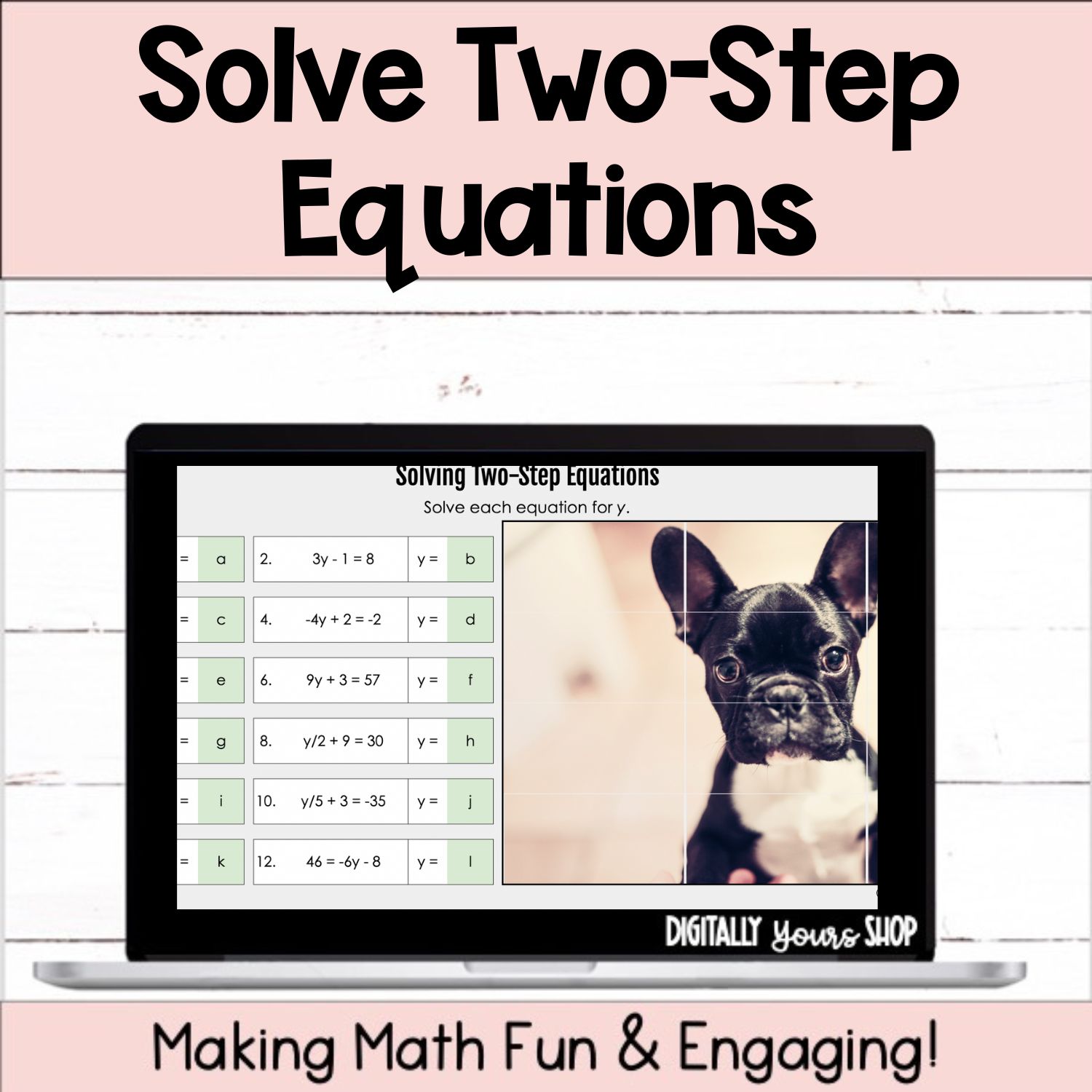 Solve Two Step Equations Digital Self Checking Activity Made By Teachers
