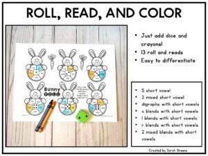 Short Vowel (CVC), Digraphs & Blends Roll & Read Game | Made By Teachers